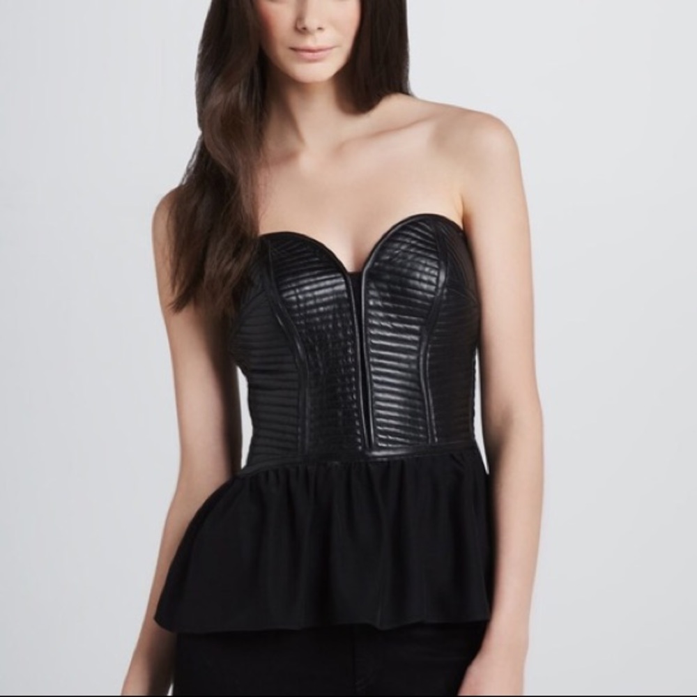 Sweetheart Leather & Silk Bustier + Peplum Parker - Gem